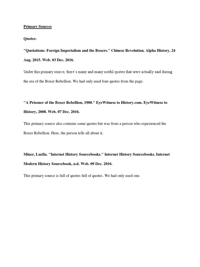 Boxer Rebellion Annotated Bibliography | PDF | Primary Sources | Blog