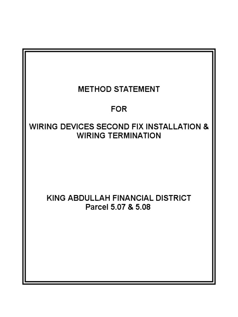Wiring Devices Installation Method Statement | PDF | Electrical Wiring ...