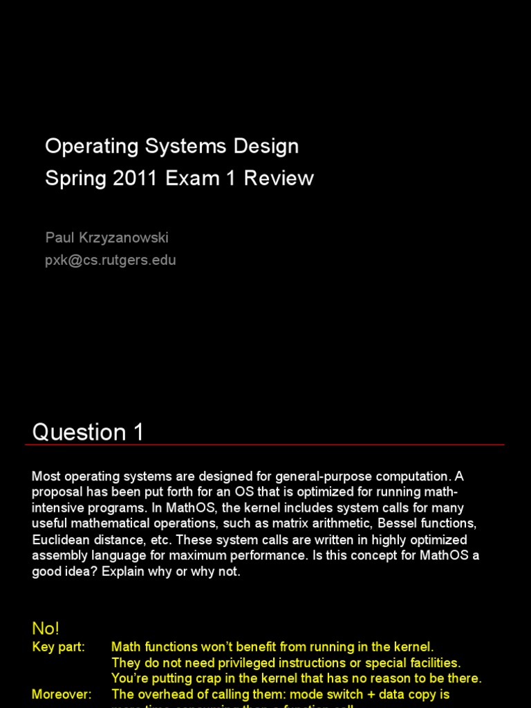 Operating Systems Exam Review Guide | PDF | Thread (Computing ...