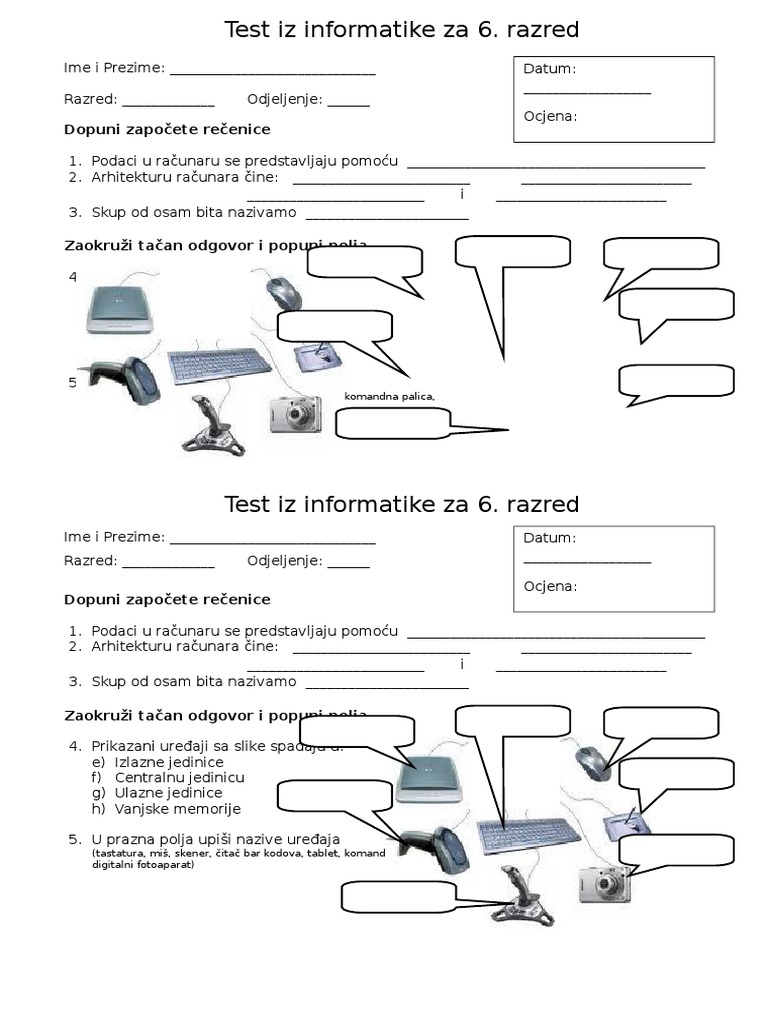Test Iz Informatike Za 6 | PDF