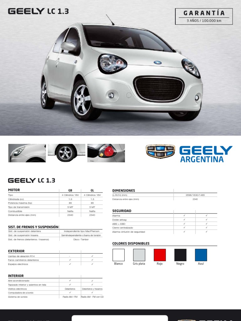 Ficha Técnica Geely LC