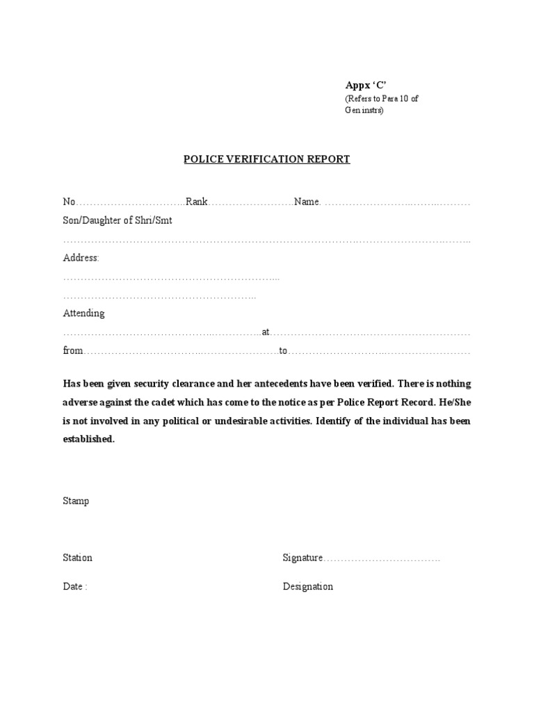 Police Verification Report | PDF