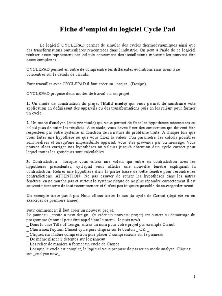 Guide d'utilisation du logiciel Cycle Pad | PDF | Logiciel | Physique