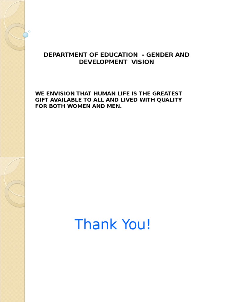 Department of Education - Gender and Development Vision | PDF