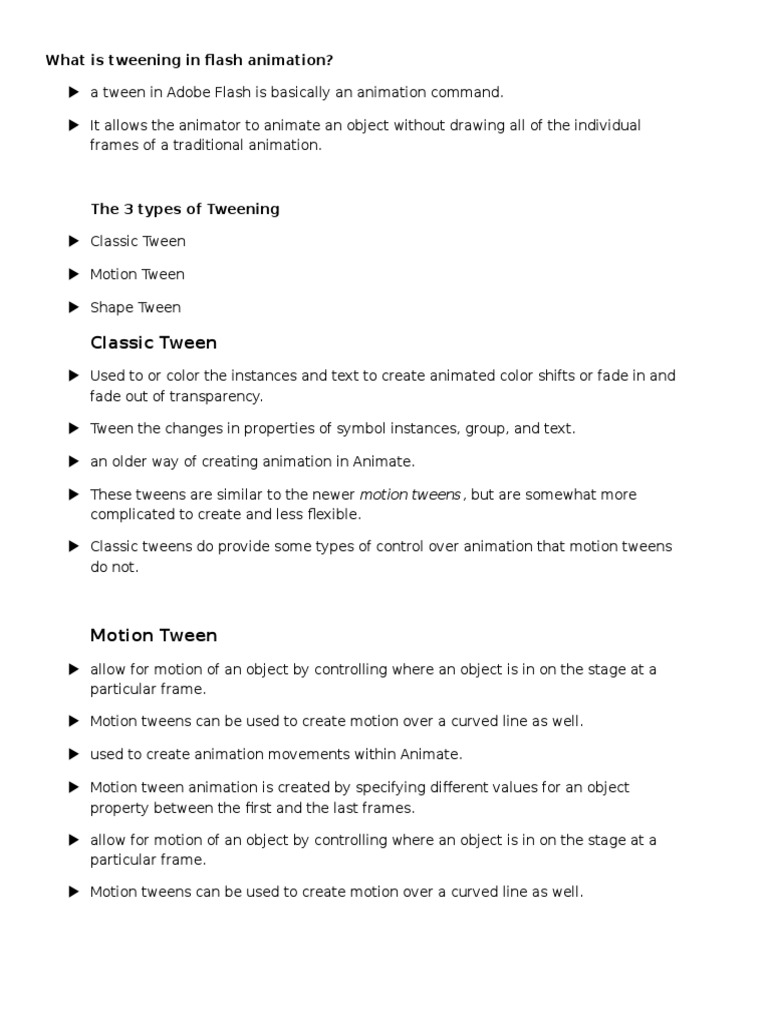 Classic Tween: What Is Tweening in Flash Animation? | Download Free PDF ...