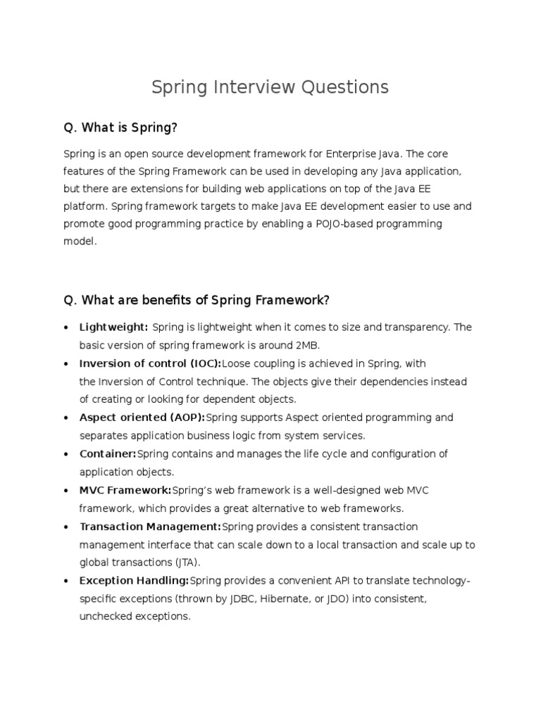 Java Spring Interview Questions | PDF