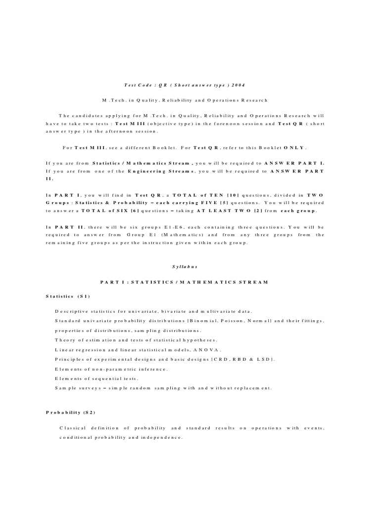 ISI Math QROR Previous Year Papers | PDF