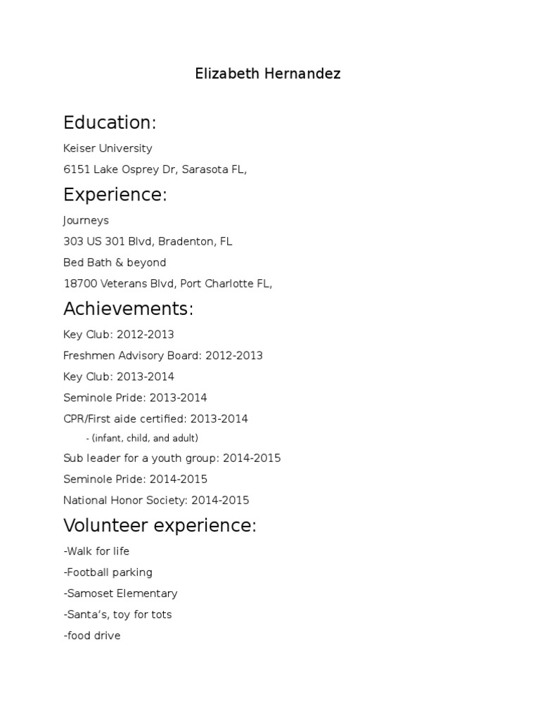 Elizabeth Hernandezs Resume | PDF