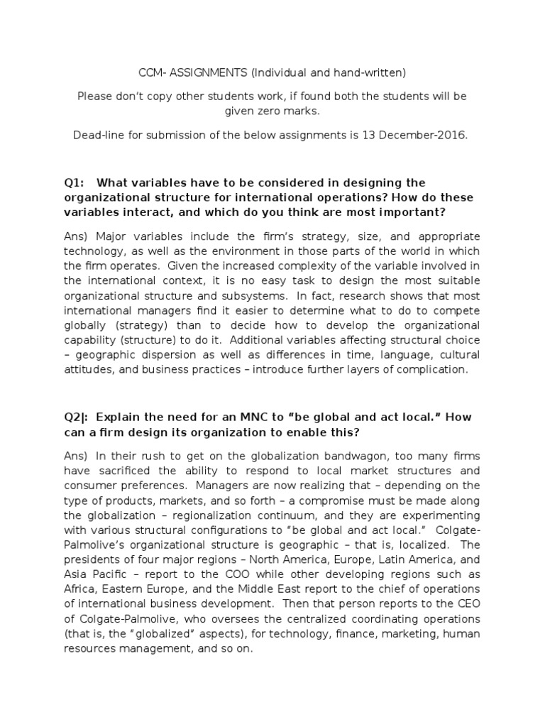 CCM Assignment | PDF