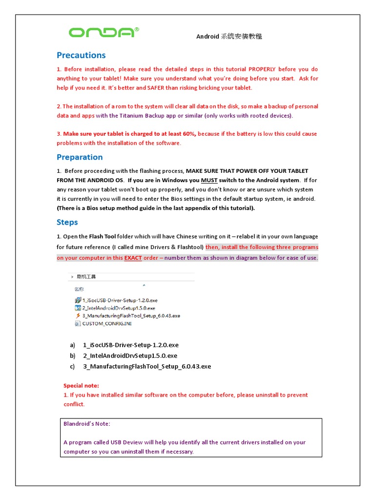 Flashing Guide for Android Tablets | PDF | Installation (Computer ...