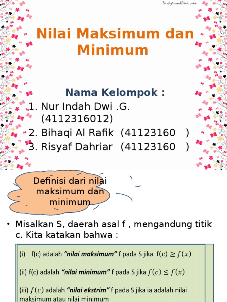 Maksimum Dan Minimum | PDF | Metode & Bahan Ajar