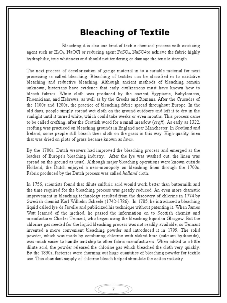 Bleaching of Textile | PDF | Bleach | Chlorine