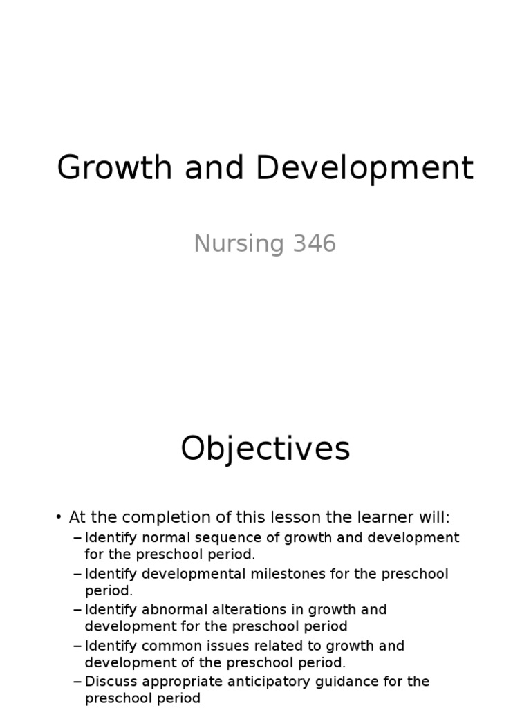 Growth and Development: Nursing 346 | PDF