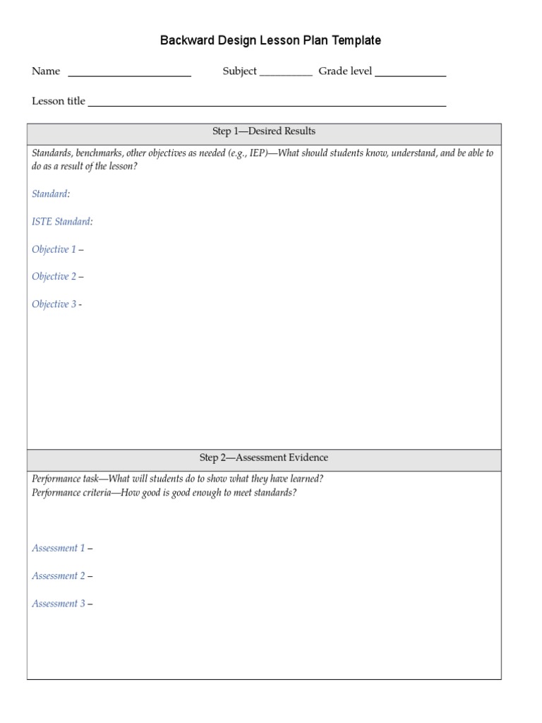 Backward Design Lesson Plan Template | PDF