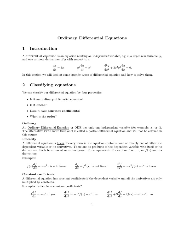 ODE Extra | PDF | Ordinary Differential Equation | Differential Equations