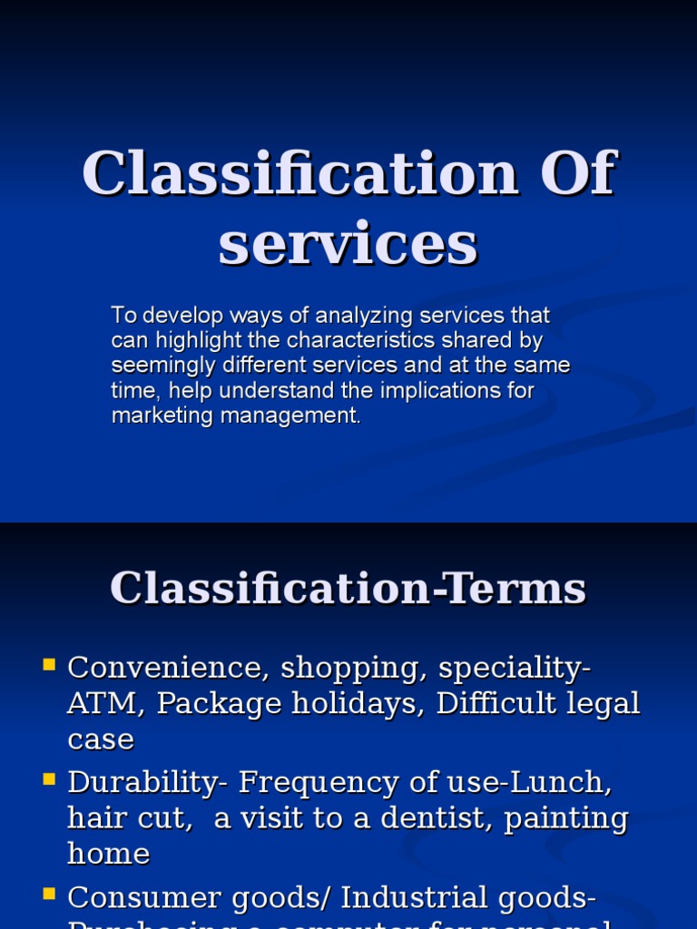 Classification of Services | PDF | Intangible Asset | Final Good