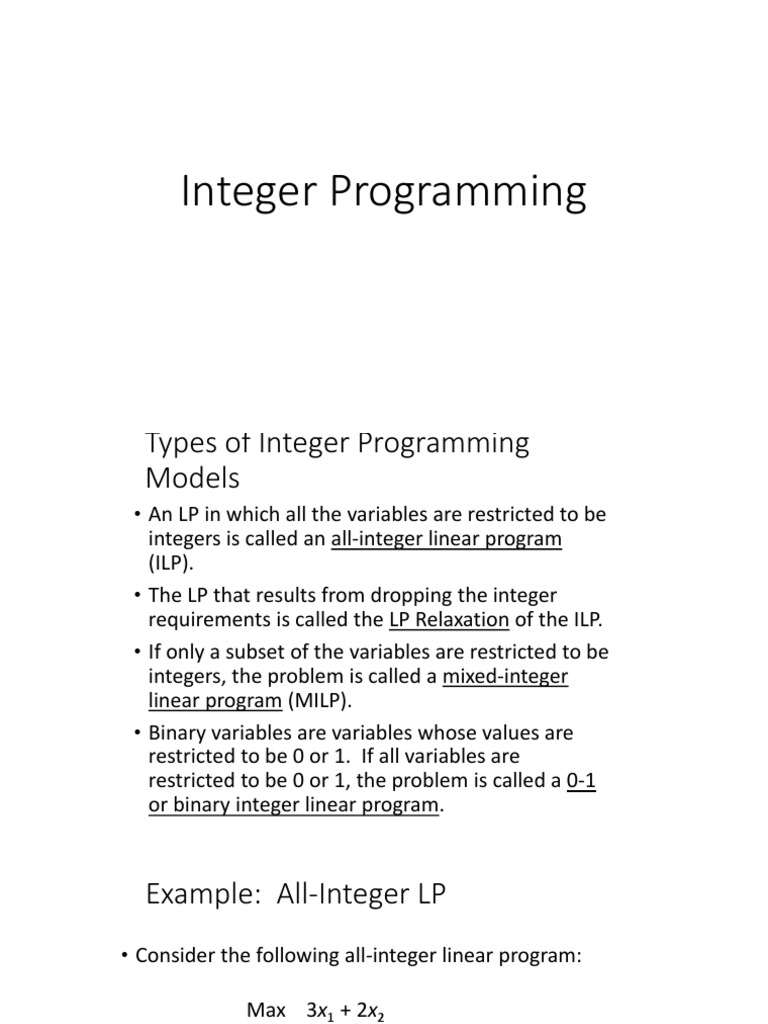 Integer Programming Pdf Linear Programming Theoretical Computer
