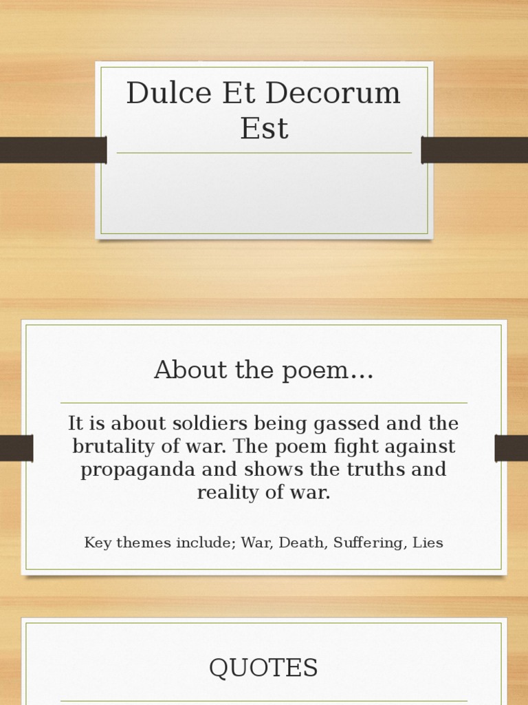 dulce et decorum est | Poetry | Poetry