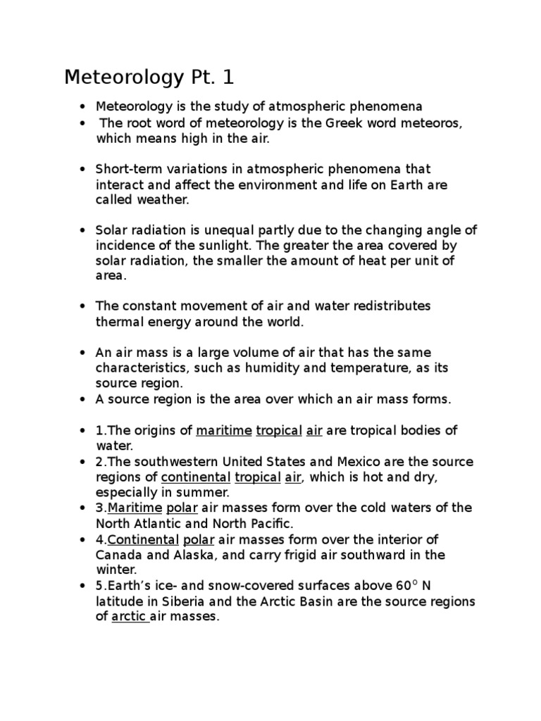Meteorology Notes | PDF | Jet Stream | Atmosphere Of Earth