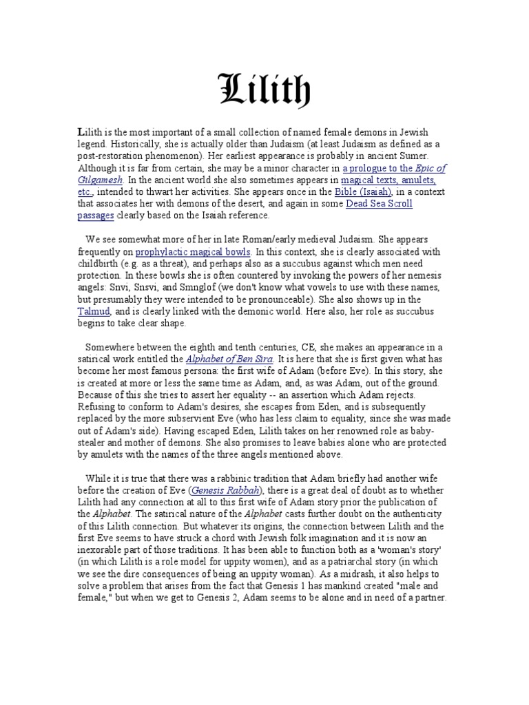 Lilith Compiled Works 1 | PDF