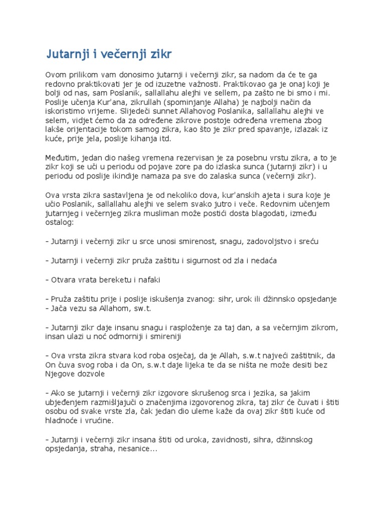 Jutarnji I Večernji Zikr | PDF