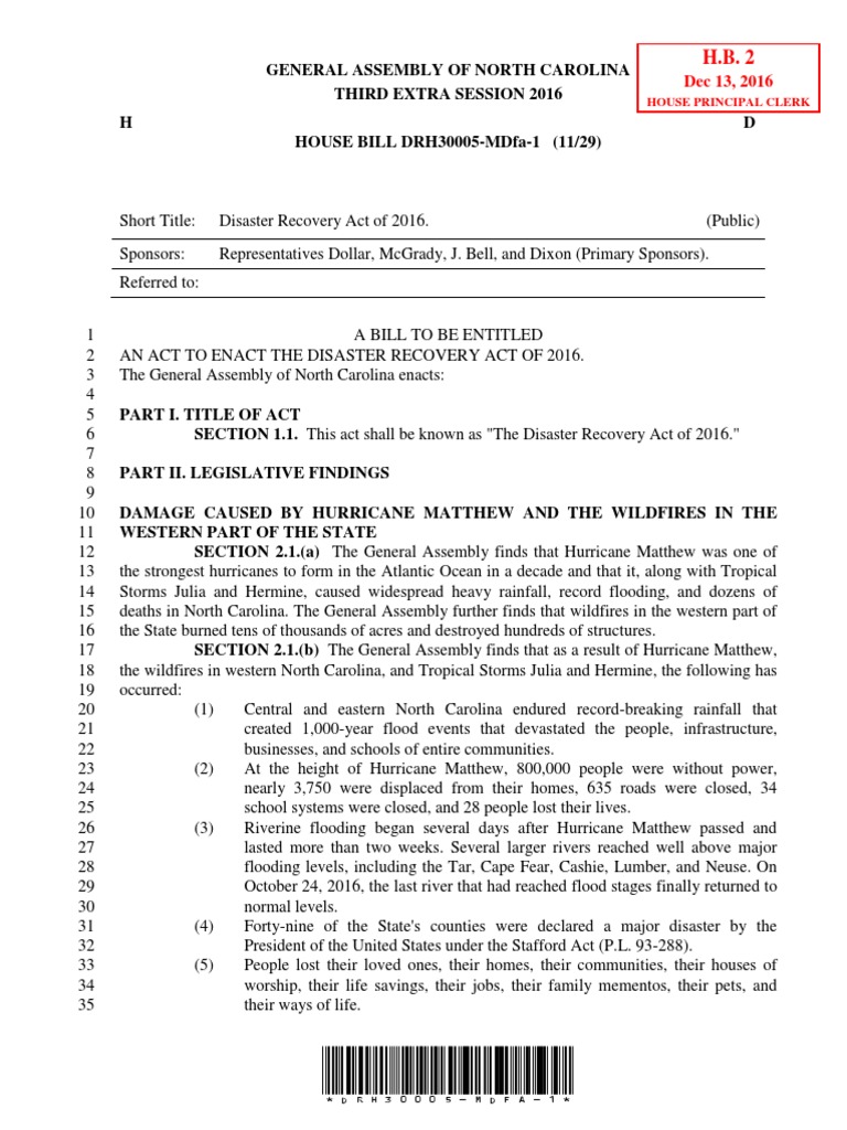 Disaster Recovery Act of 2016 | PDF