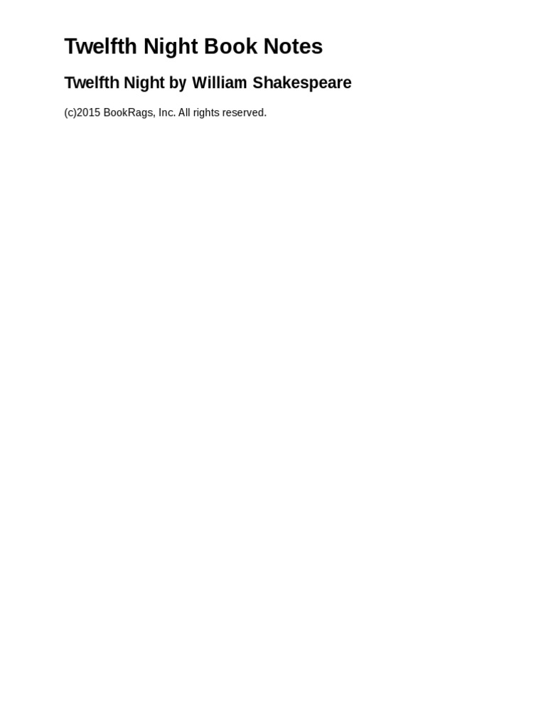 12th Night Notes | PDF | William Shakespeare