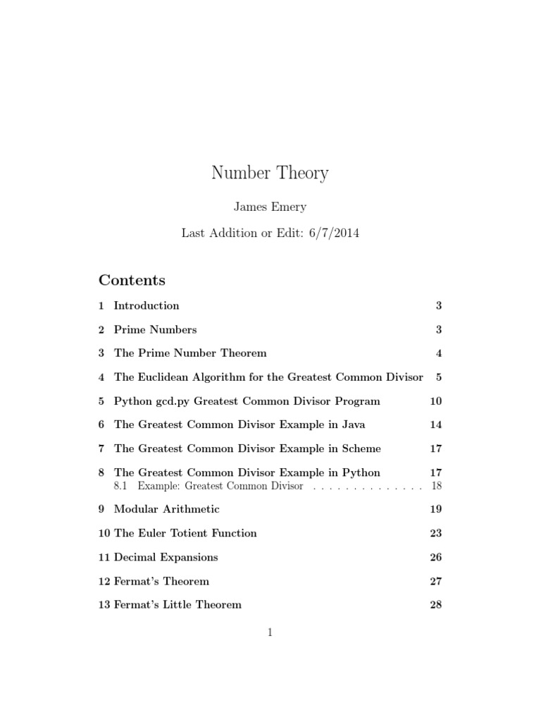 Number Theory | PDF | Prime Number | Number Theory