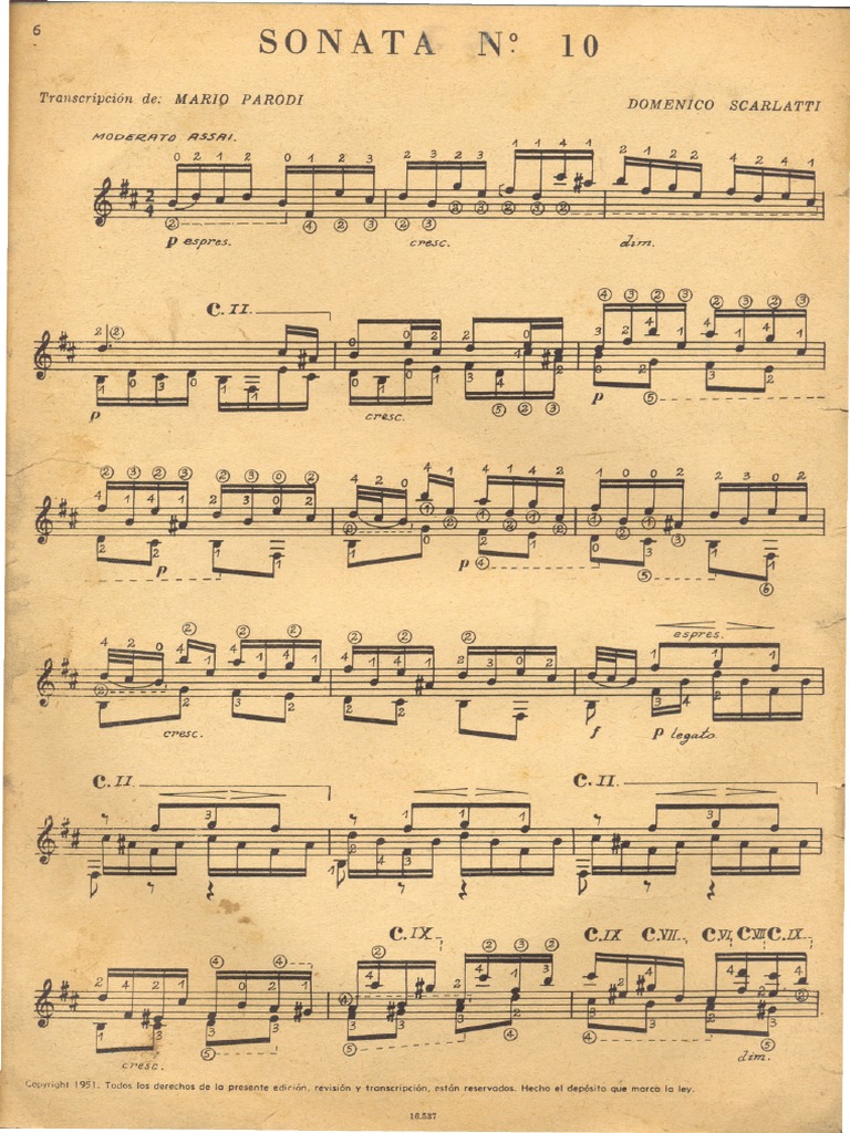 Sonata No. 10 (Domenco Scarlatti) Arranged by Mario Parodi | PDF