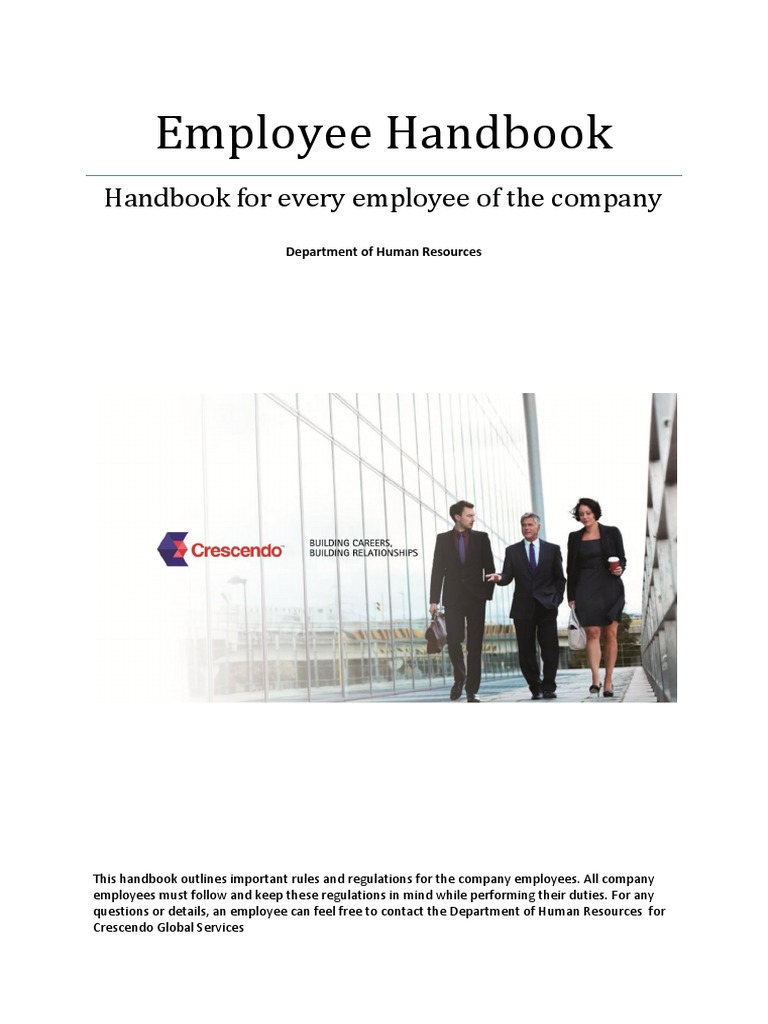 Employee Handbook 2016 Crescendo | PDF | Sick Leave | Leave Of Absence