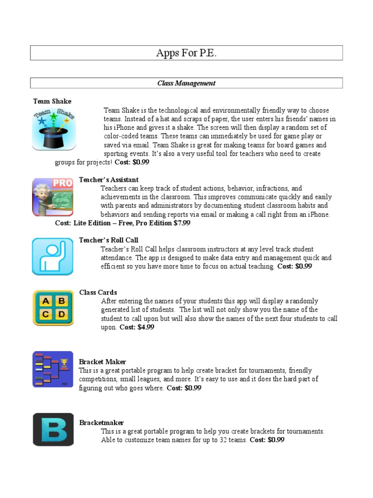 Apps For Pe | PDF | Physical Education | I Phone
