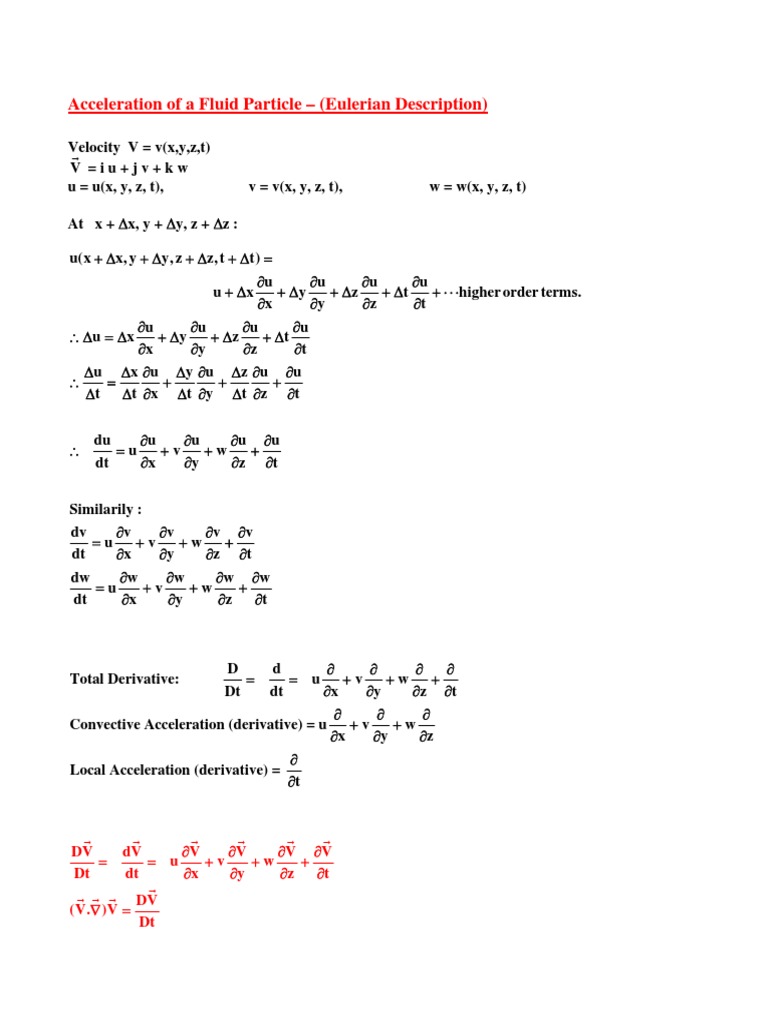 5 - Acceleration of A Fluid Particle | PDF | Liquids | Soft Matter