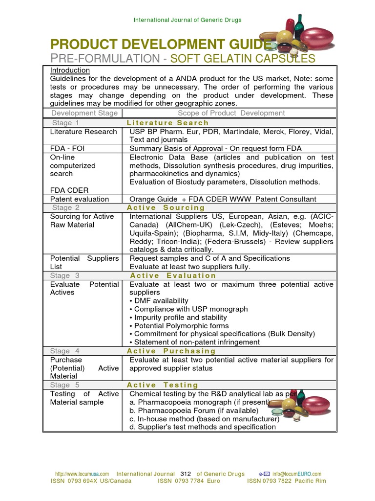Product Development Guideline and Check List For Softgel Cap | PDF ...