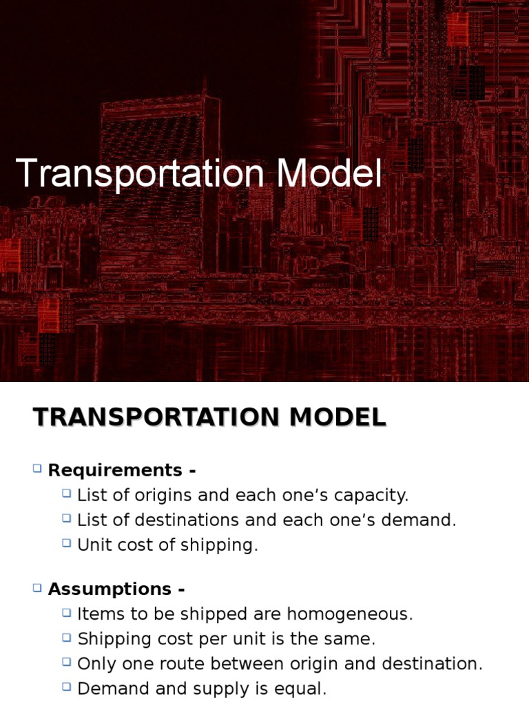 Transportation Model | PDF | Algorithms | Mathematical Optimization