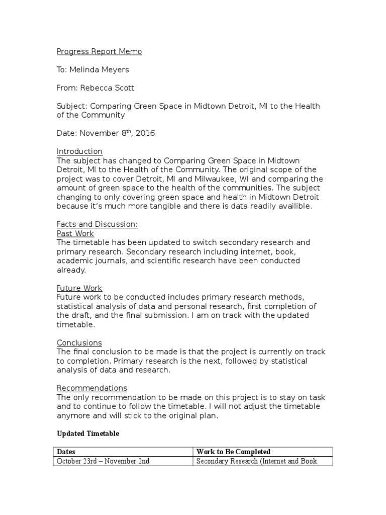 eng 3050 progress report memo | Justification | Evaluation Methods