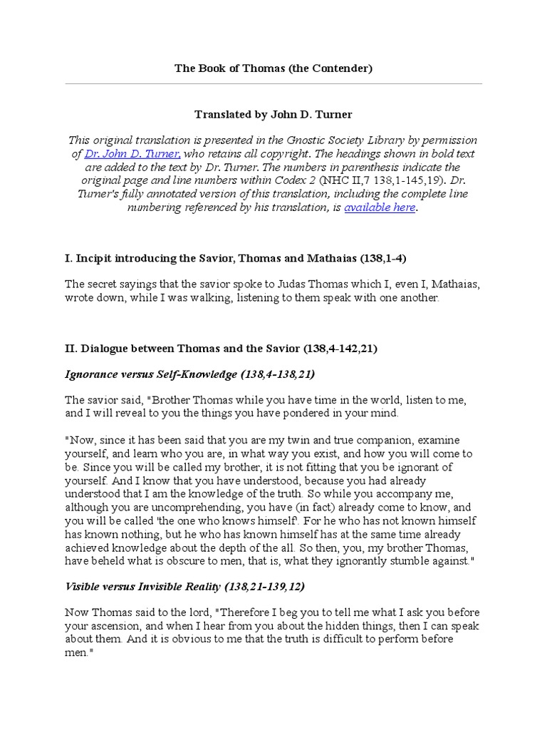 Dr. John D. Turner,: The Book of Thomas (The Contender) | Download Free ...