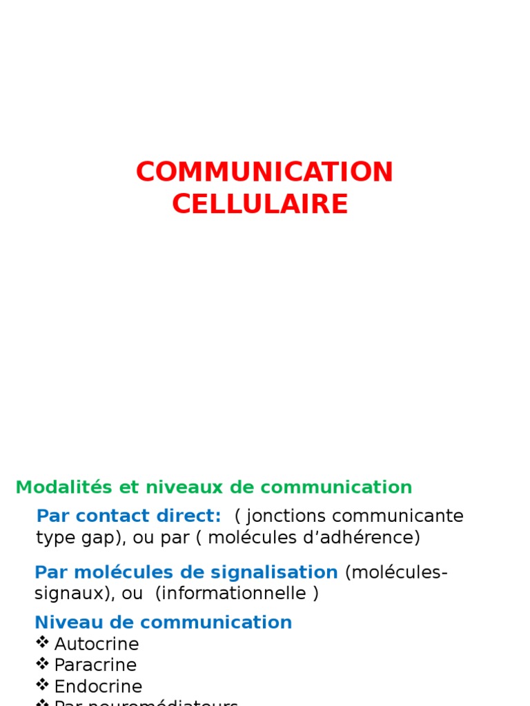 Communication Cellulaire | PDF | Signalisation cellulaire | Membrane ...