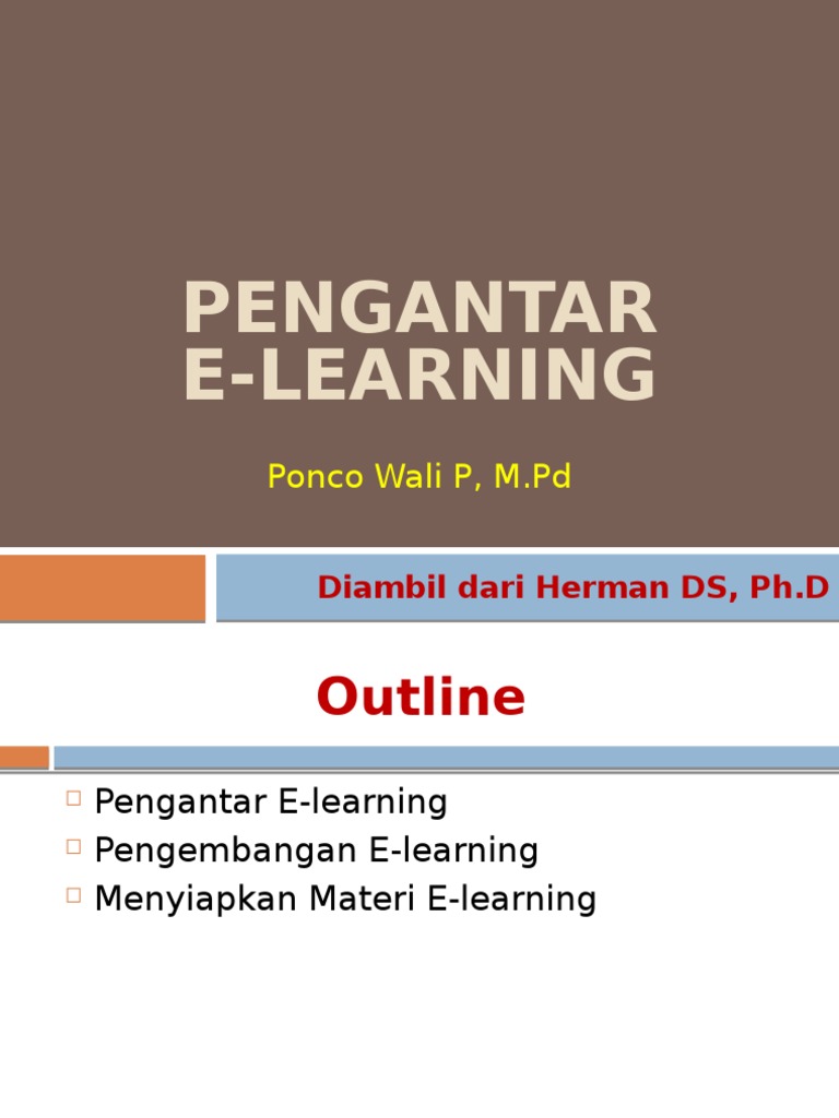 Pengantar E-Learning: Ponco Wali P, M.PD | PDF