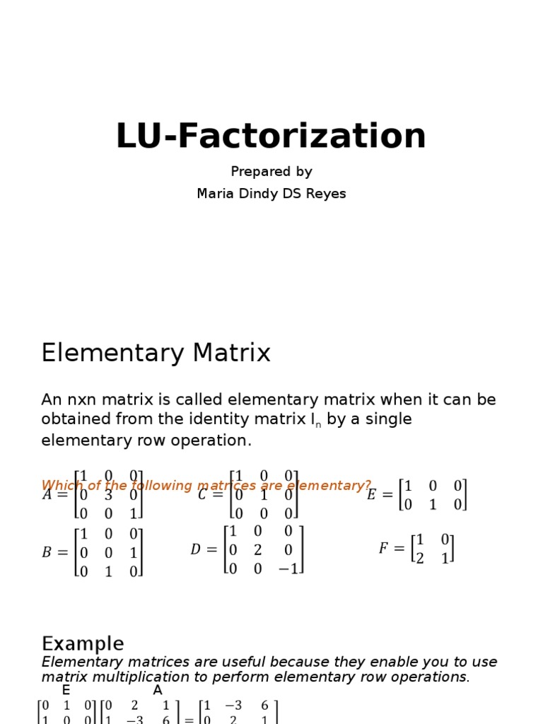 LU Factorization | PDF | Matrix (Mathematics) | Numerical Analysis
