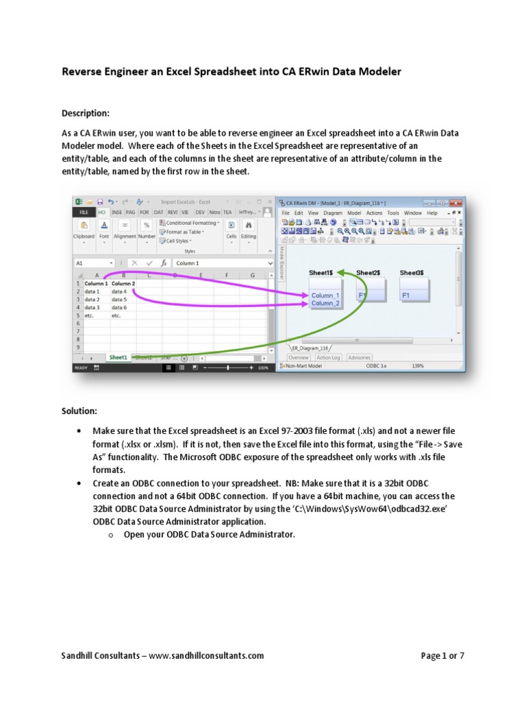 Reverse Engineer An Excel Spreadsheet Into Ca Erwin Data Modeler Pdf