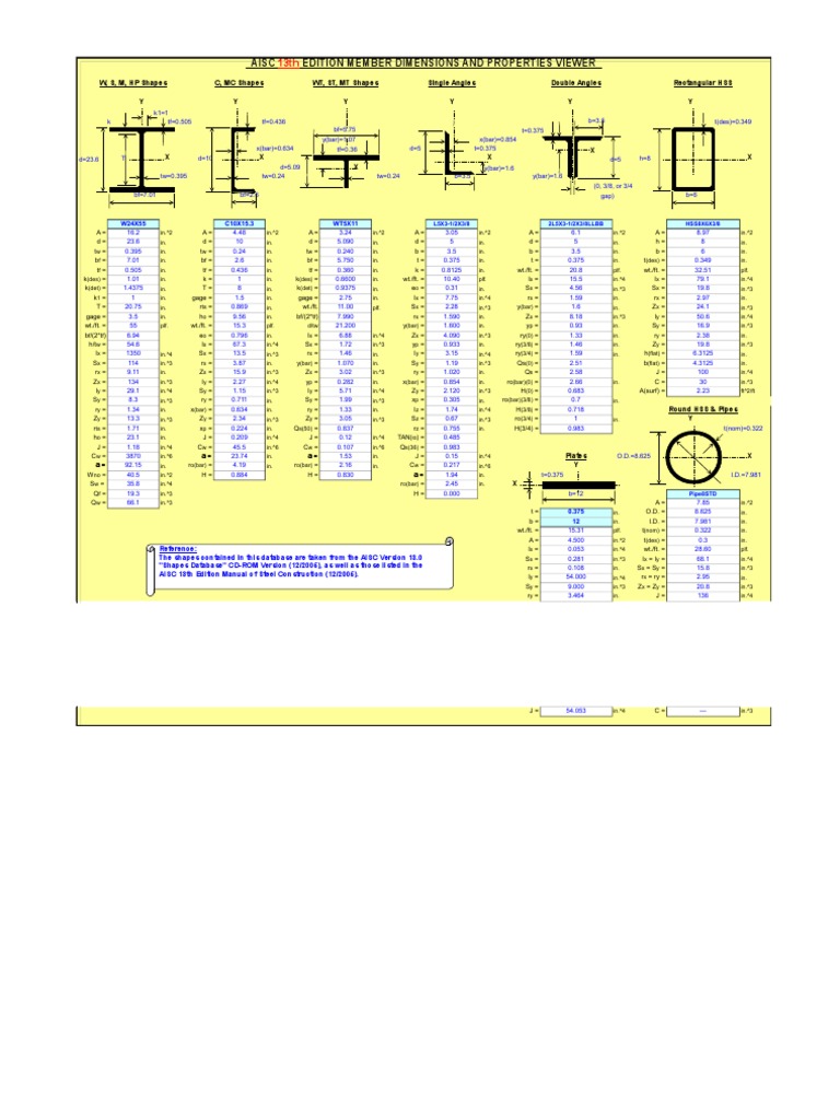 aisc_13-0_properties_viewer.xls | Classical Mechanics | Mechanical ...