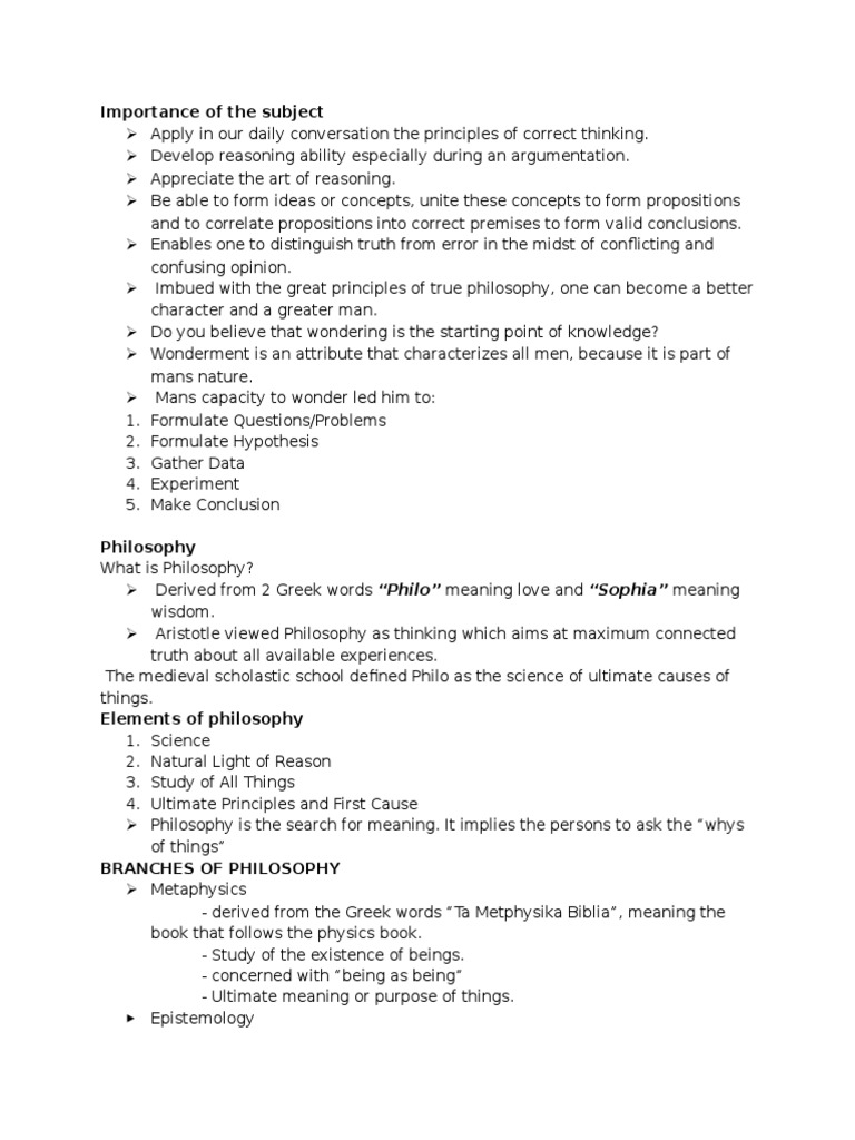 Importance of The Subject | PDF | Reason | Logic