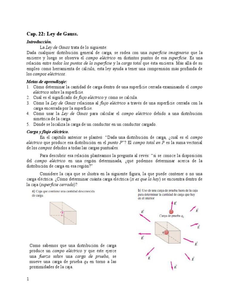 Cap. 22 Ley de Gauss | PDF | Campo eléctrico | Vector Euclidiano