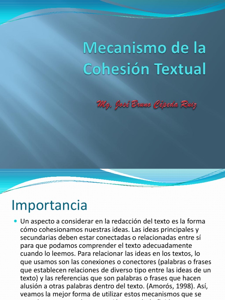 Mecanismo de La Cohesión Textual | PDF | Palabra | Lingüística