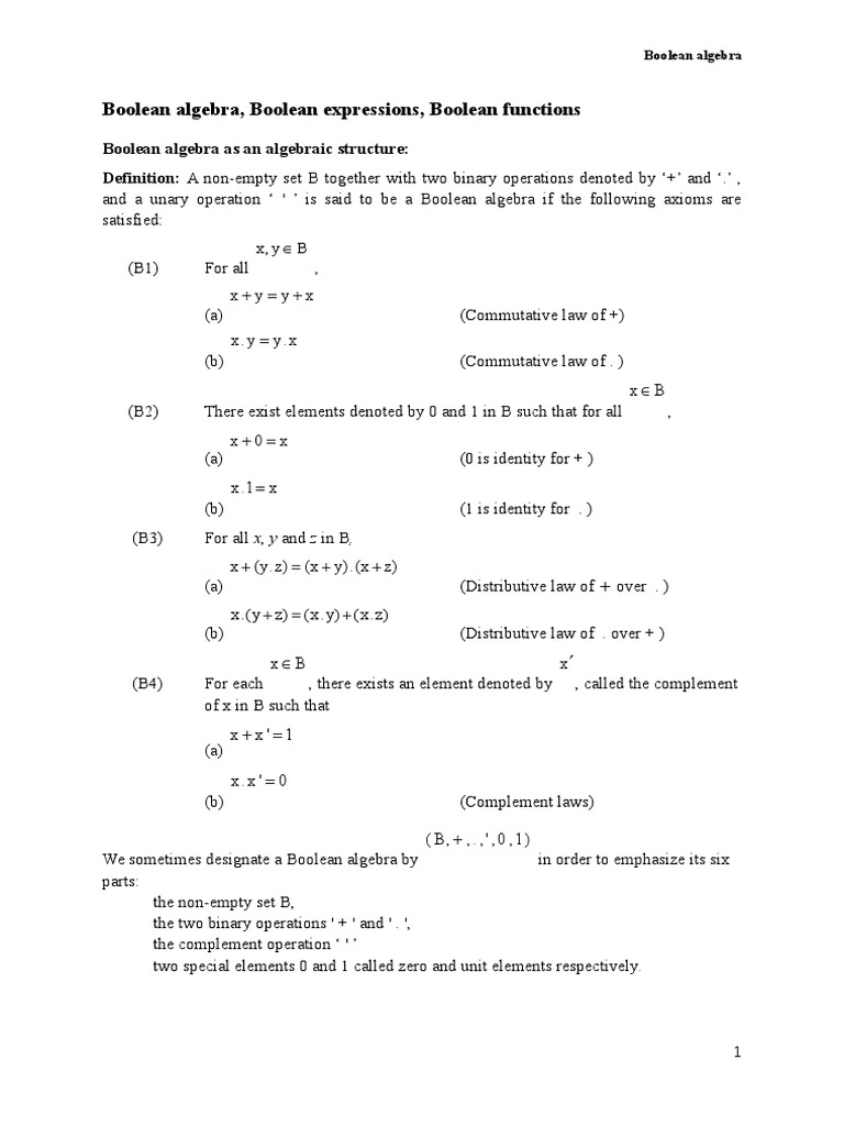 Boolean Algebra - Edited | PDF | Boolean Algebra | Teaching Mathematics
