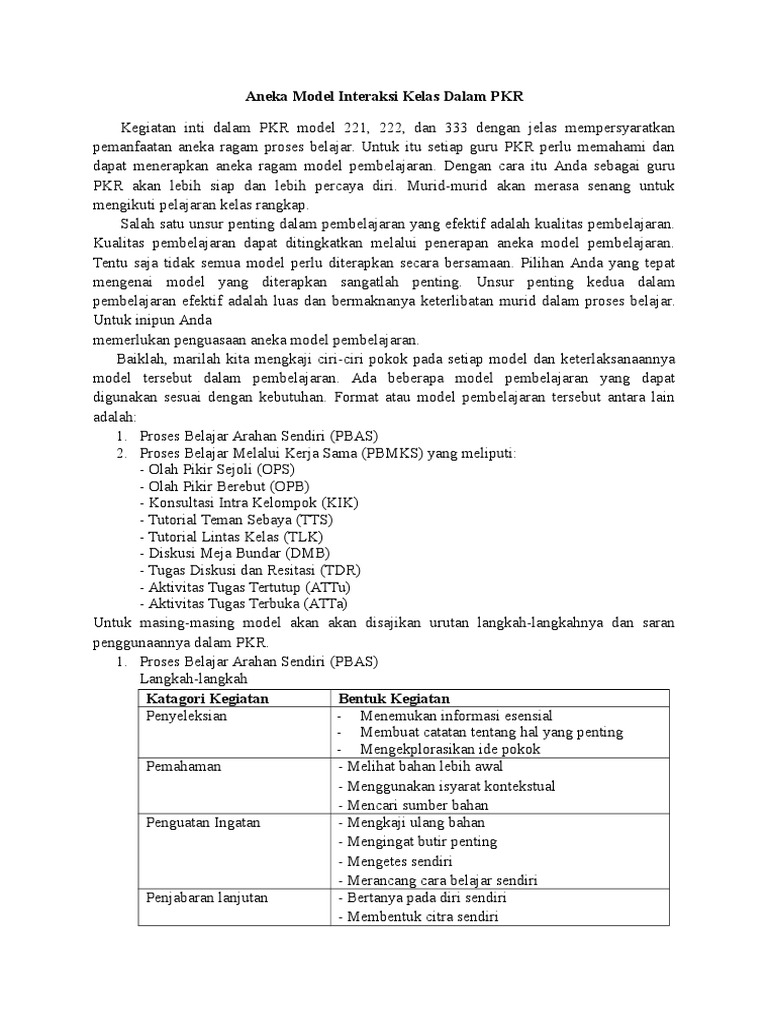 Model Interaksi Kelas Rangkap | PDF