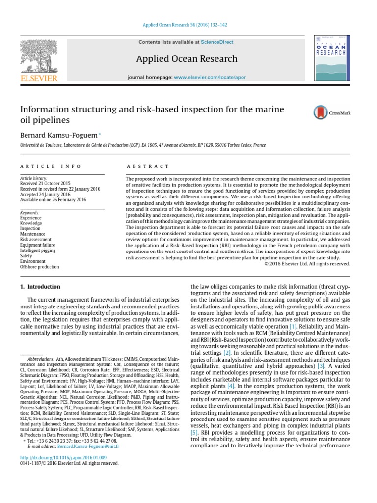 Applied Ocean Research: Bernard Kamsu-Foguem | PDF | Risk | Reliability ...