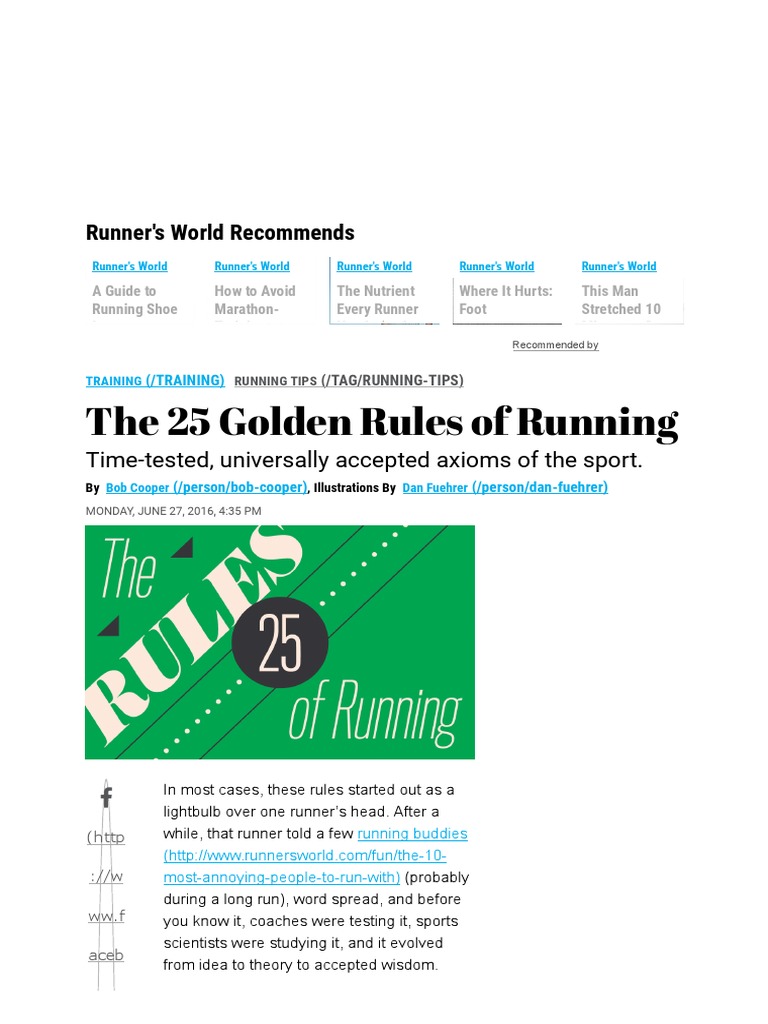 25 Golden Rules of Running | PDF | Marathon | Sports