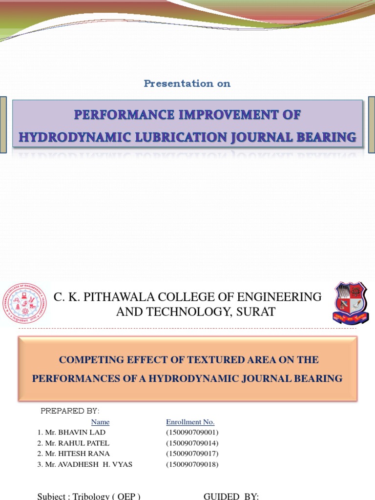 Tribology Presentation (OEP) Bearing | PDF | Surface Roughness | Bearing (Mechanical)