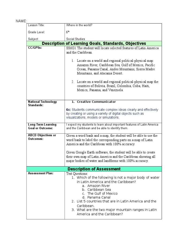 Lessonplana 6 | PDF | Lesson Plan | Map